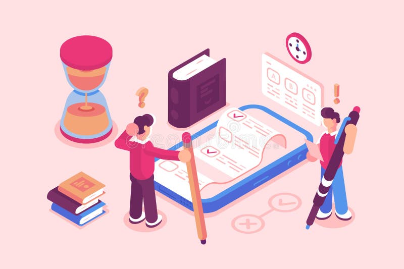 Online Testing or Exam Service Stock Illustration - Illustration of ...
