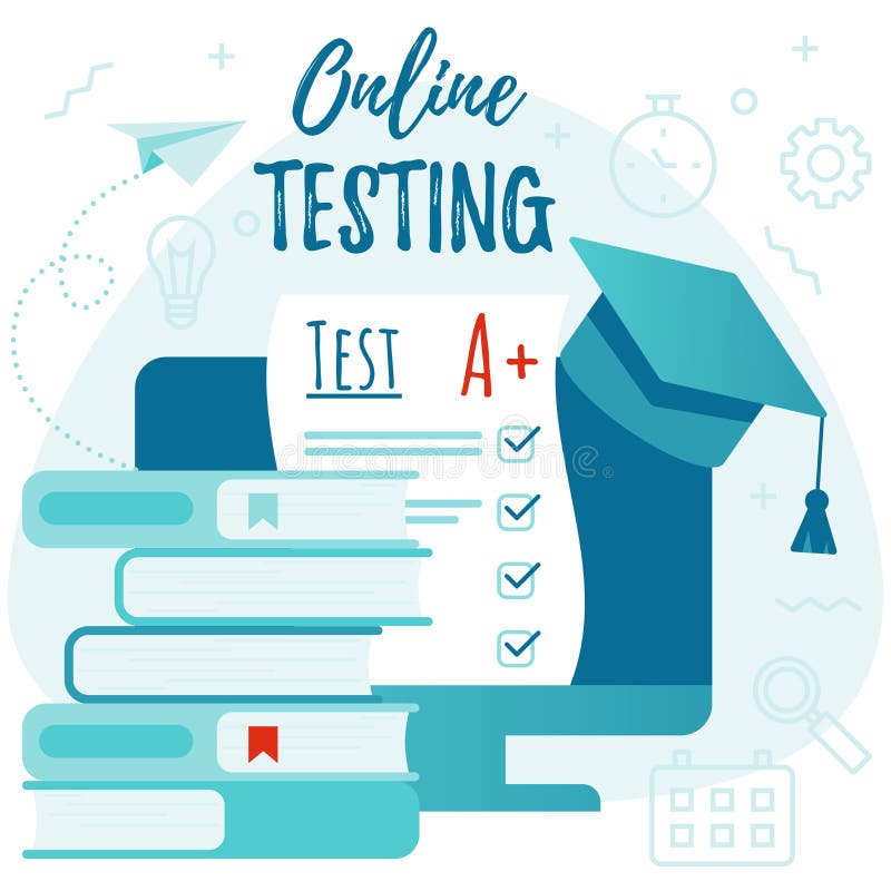 Online Testing, Quiz Exam, E-learning, Distance Education Illustration ...