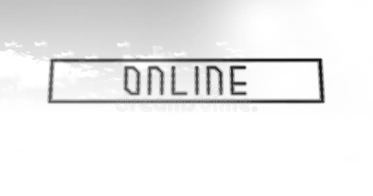 ONLINE Text Image Over Cloudy Sky Background Stock Image - Image of ...