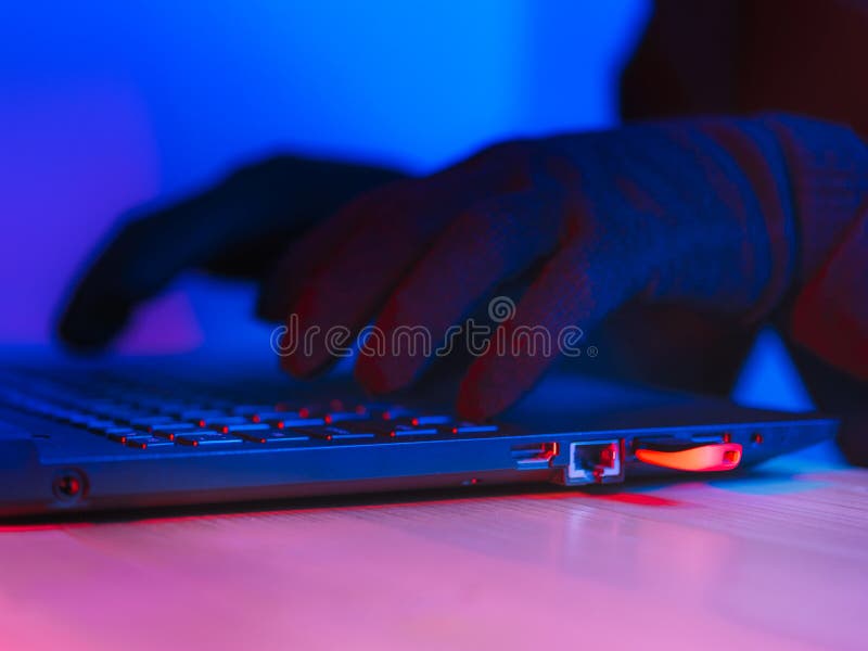 Online Theft of Personal Data, Computer Hacking. Hacker Man Using a ...