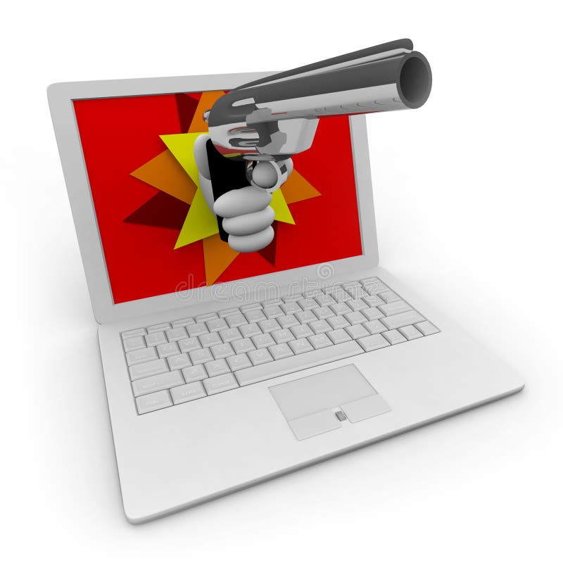 Online Theft - Laptop stock illustration. Illustration of piracy - 7146043