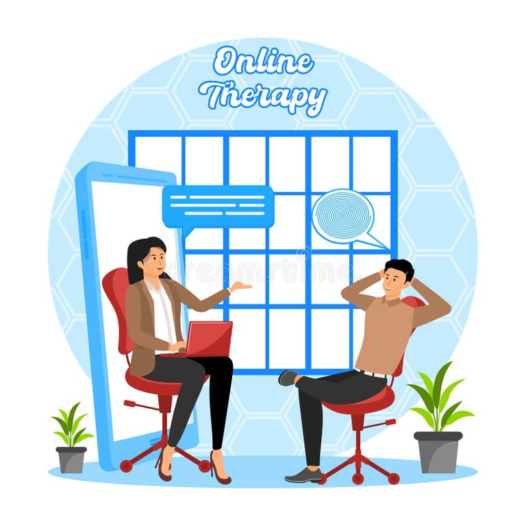 Online Therapy Session between Therapist and Patient. Stock Vector ...