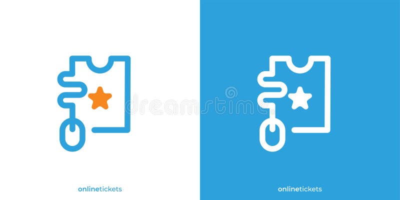 Simple Online Ticket Logo. Ticket and Computer Mouse Cursor Click Icon ...