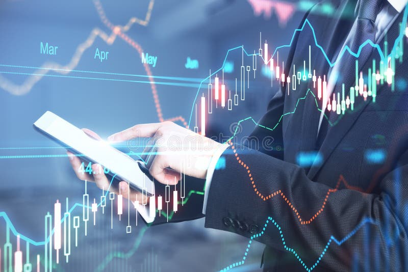 Online Trading Concept with Businessman Using Smartphone and Digital ...