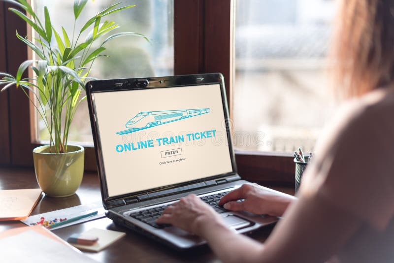 Online Train Ticket Concept on a Laptop Screen Stock Photo - Image of ...