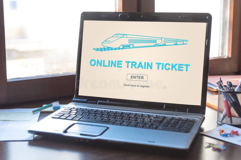 Online Train Ticket Concept on a Laptop Screen Stock Image - Image of ...