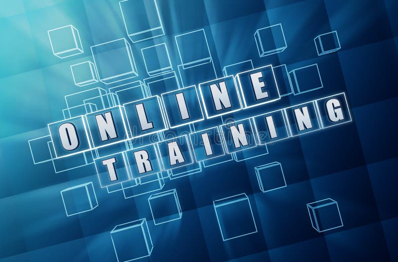 Online Training in Blue Glass Cubes Stock Illustration - Illustration ...