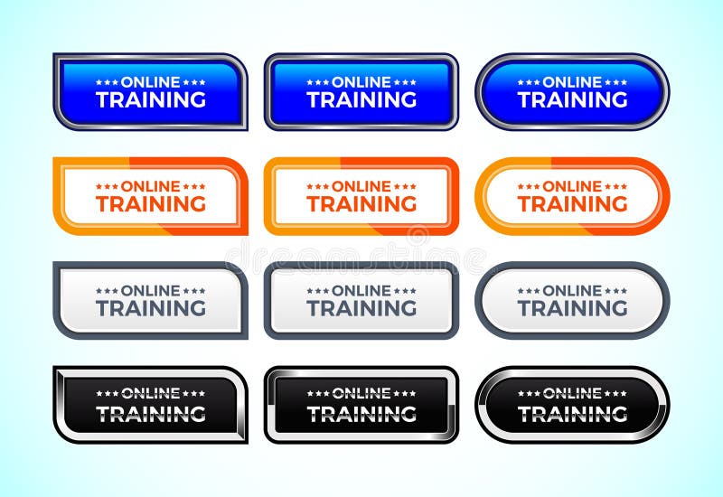 Online Training Button Set of Different Shapes and Colors. Suitable for ...