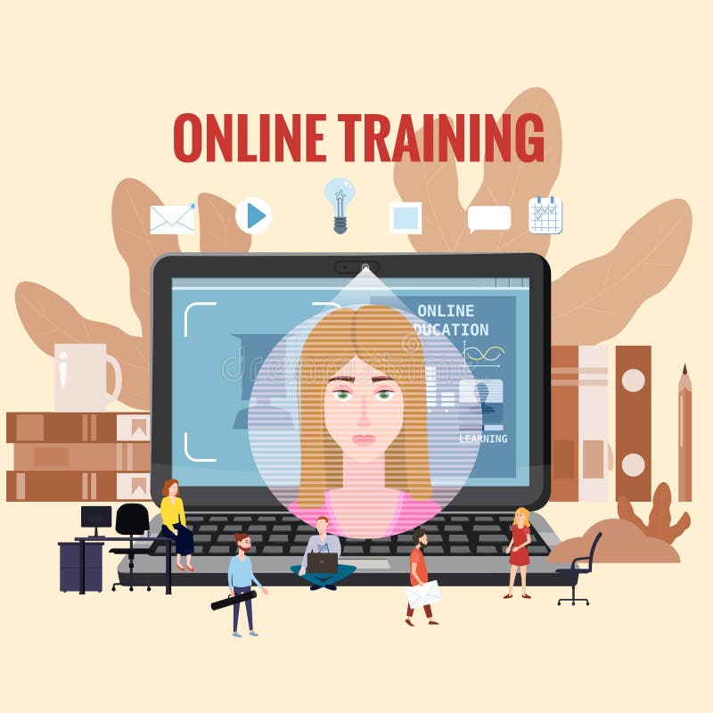 Online Coaching Education Training, Workshops and Courses. Flat 3d Isometric Design. Student ...