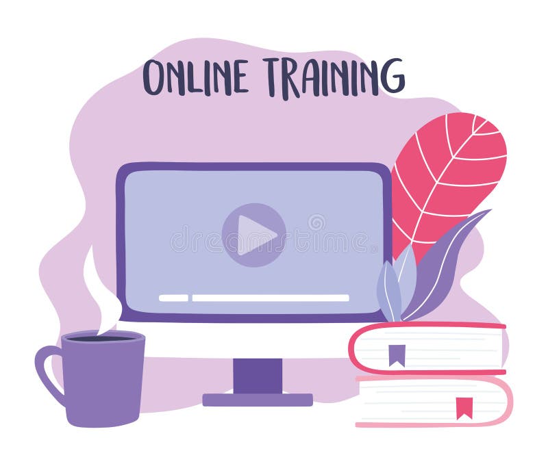 Online Training, Computer Video Site Books and Coffee Cup, Education ...
