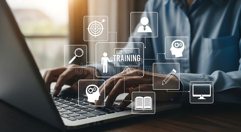 Online Training: E-learning, Skill Development, and Courses Stock Illustration - Illustration of ...