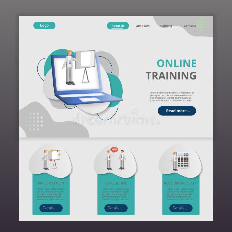 Online Training Flat Landing Page Website Template. Presentation ...