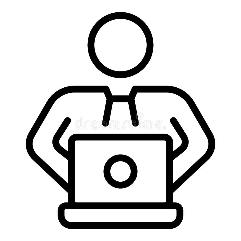 Computer Training Icon, Outline Style Stock Vector - Illustration of ...