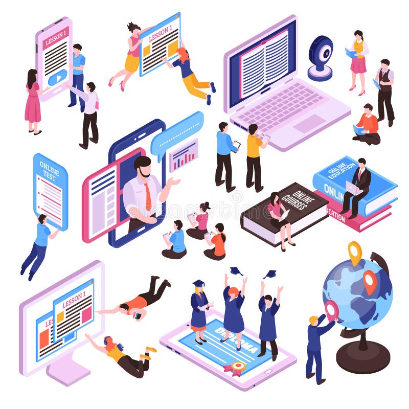 Online Training Isometric Set Stock Vector - Illustration of collection ...