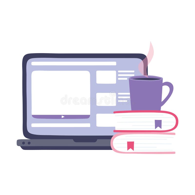 Online Training, Laptop Homepage Books and Coffee Cup, Education and ...
