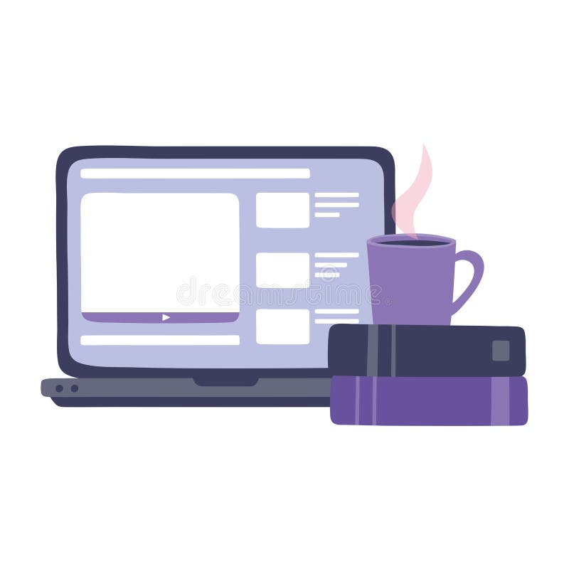 Online Training, Laptop Homepage Books and Coffee Cup, Education and ...