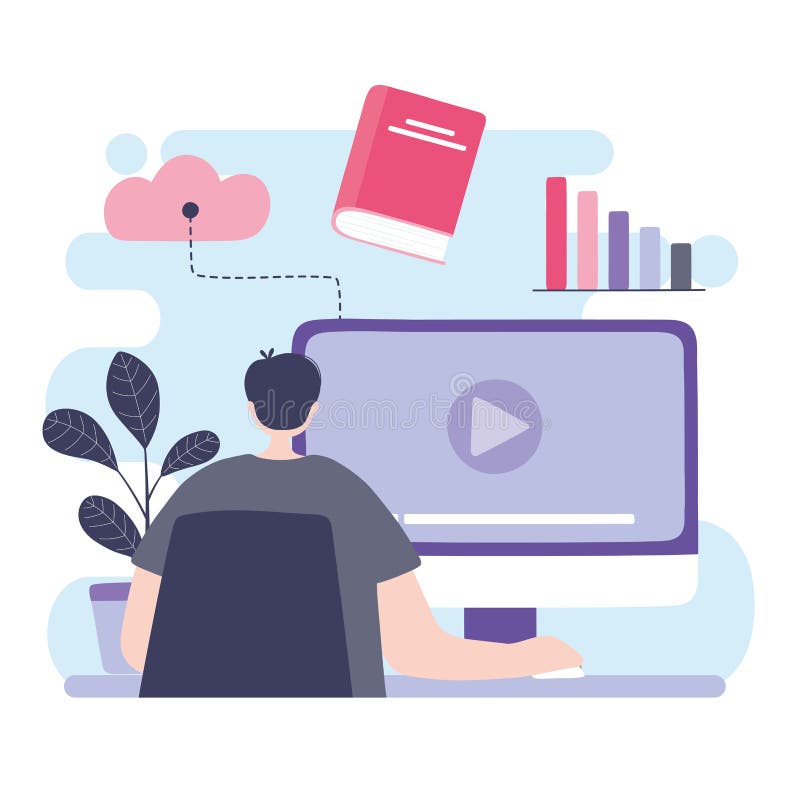 Online Training, Man Looking Video Conference Computer Device, Courses ...