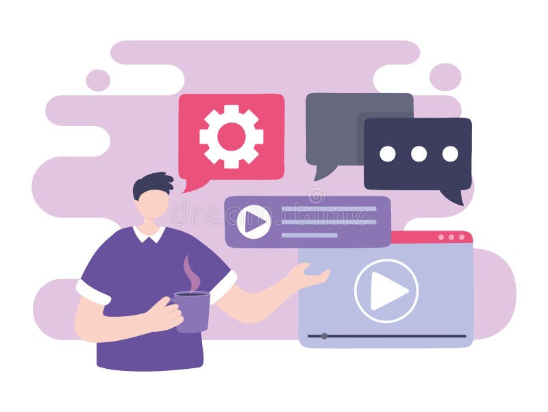 Online Training, Man Student Video Player Chatting, Education and ...