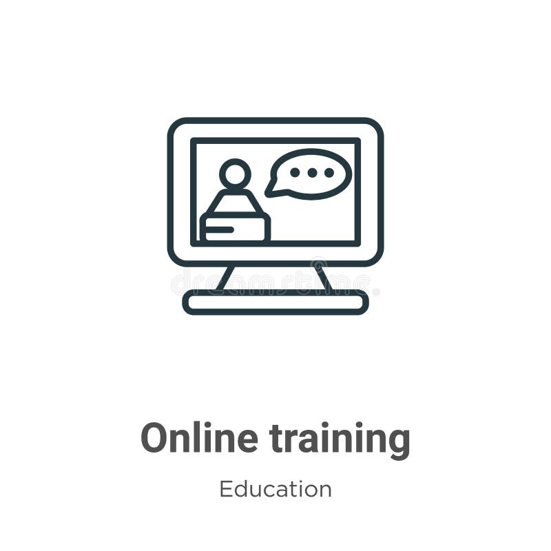 Online Training Outline Vector Icon. Thin Line Black Online Training ...