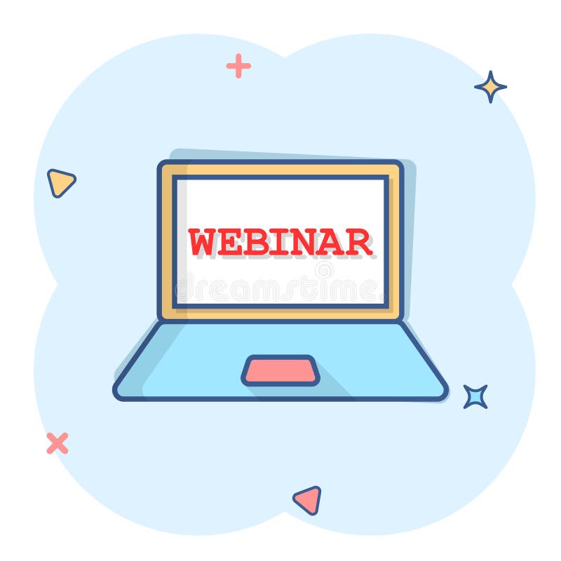 Online Training Process Icon in Comic Style. Webinar Seminar Vector ...