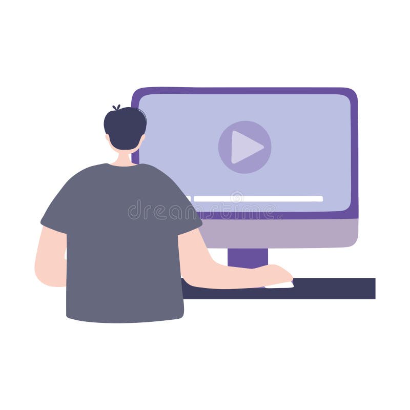 Online Training, Student Man Using Computer Video Seminar, Education ...