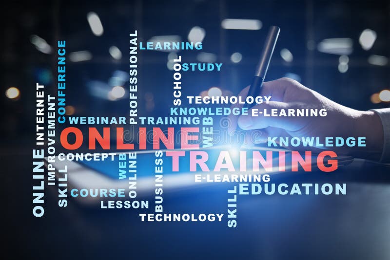 Online Training on the Virtual Screen. Education Concept Stock Image ...