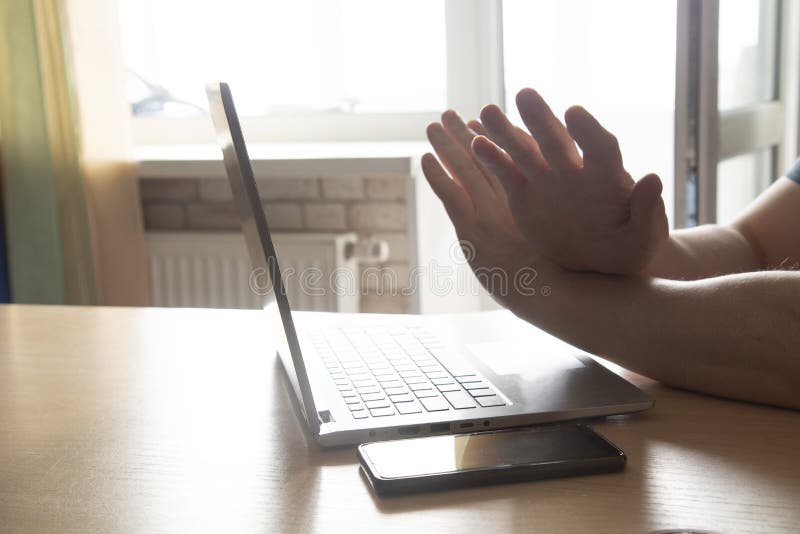 Online Training. Work on a Computer Over the Internet Stock Image ...
