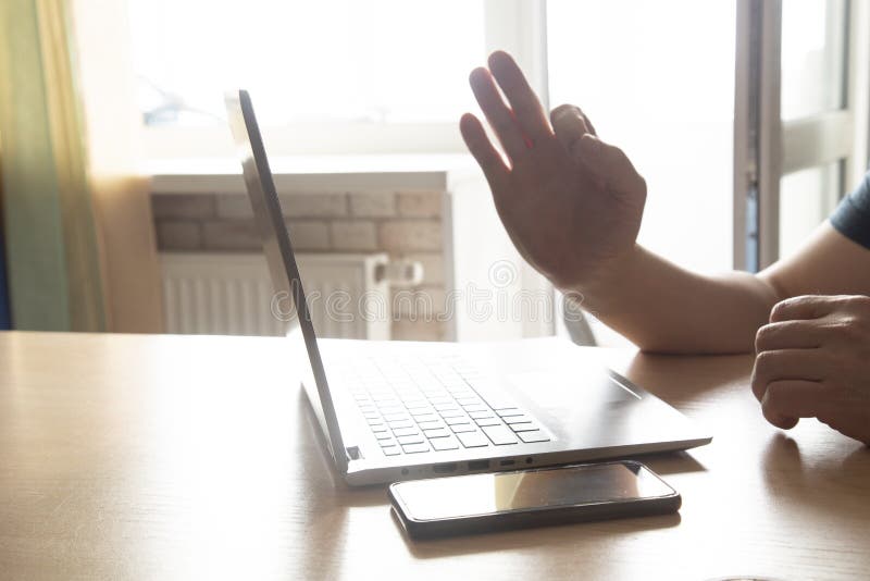 Online Training. Work on a Computer Over the Internet Stock Image ...