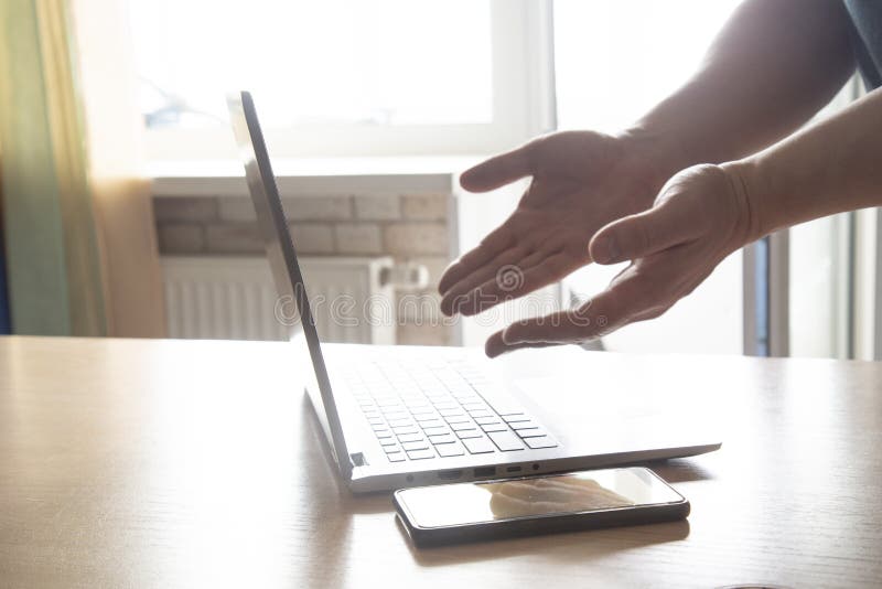 Online Training. Work on a Computer Over the Internet Stock Image ...