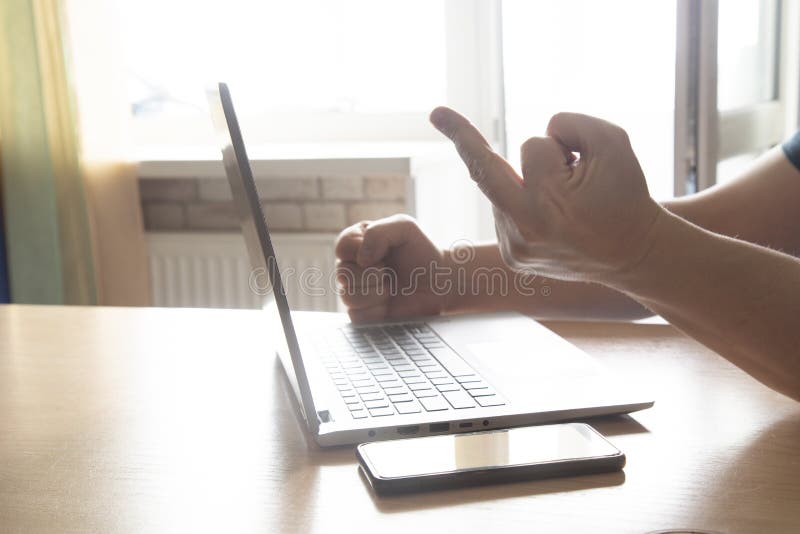 Online Training. Work on a Computer Over the Internet Stock Photo ...