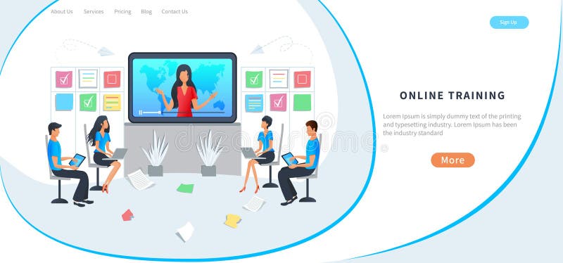 Online Training, Workshop and E-learning. Business People at the Video ...