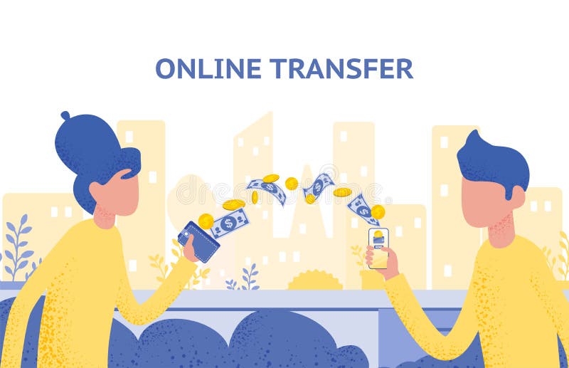 Online Transfer Concept with Hand Holding Smartphone Stock Illustration ...