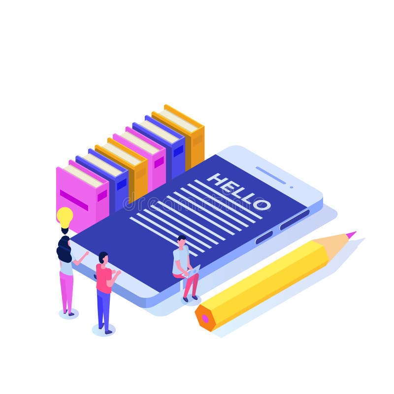 Online Translation Agency Isometric Concept. Interpretation Services ...