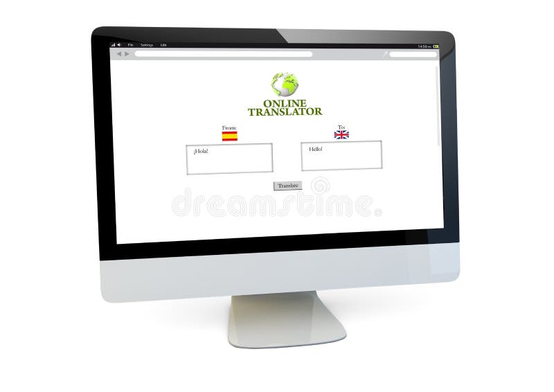 Online translator computer stock illustration. Illustration of flag ...