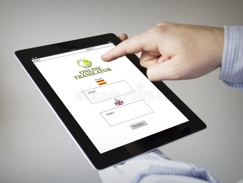 Online Translator on a Tablet Stock Illustration - Illustration of ...