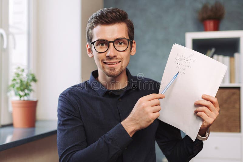 Online Tutor Giving Video Class Using Webcam Stock Photo - Image of ...