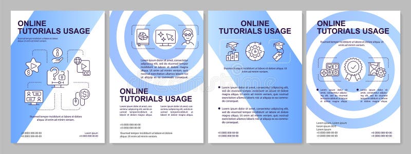 Online Tutorials Usage Blue Gradient Brochure Template Stock Vector ...