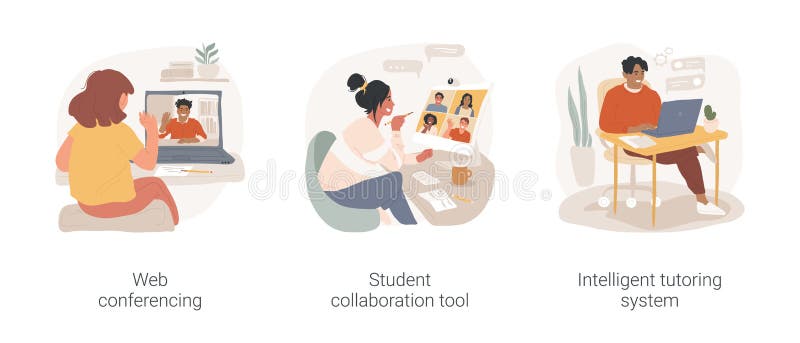 Online Tutoring Session Flat Illustration - Generative AI. Stock ...