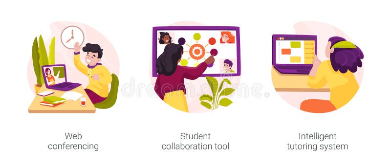 Online Tutoring Tools Isolated Cartoon Vector Illustration Set Stock ...