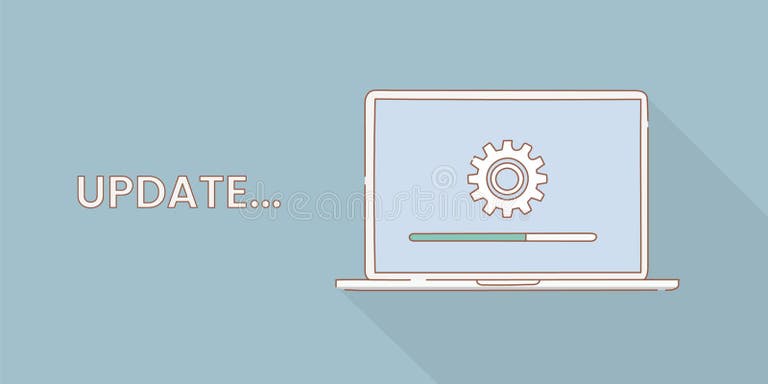 Online Update Software for Computer Laptop Concept with Outline or Line ...