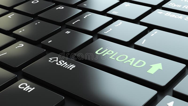 Online Upload Concept Green Inscription Load on the Keyboard Key 3d ...