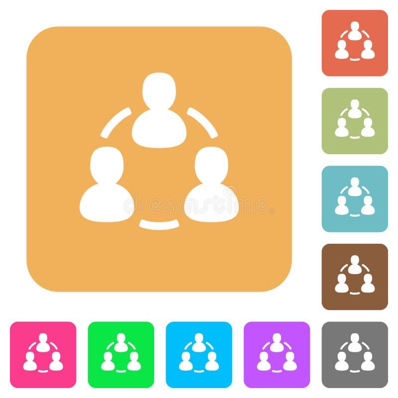 Online Users Rounded Square Flat Icons Stock Vector - Illustration of ...