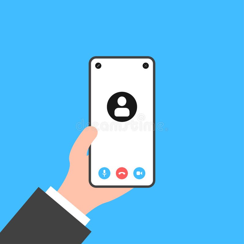 Online Video Call on Phone Screen. Phone in Hand Stock Vector ...