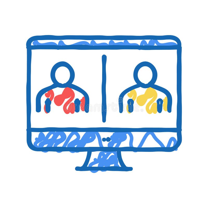 Online Video Calling Computer Screen Icon Doodle Illustration Stock ...