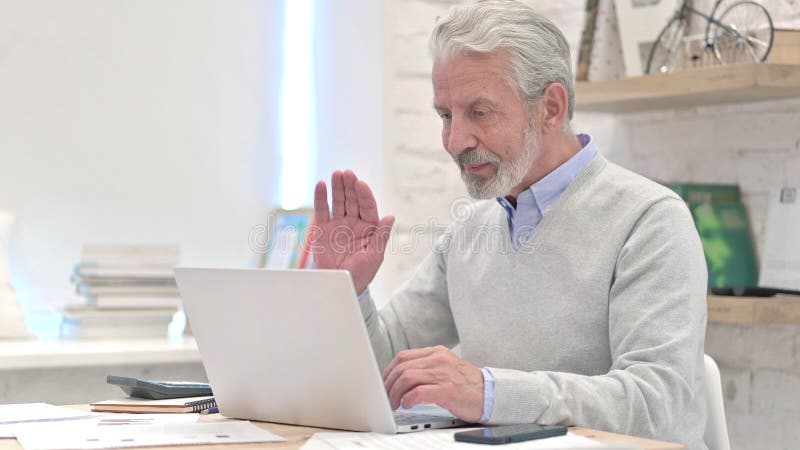 Online Video Chat by Senior Old Man Stock Photo - Image of internet ...
