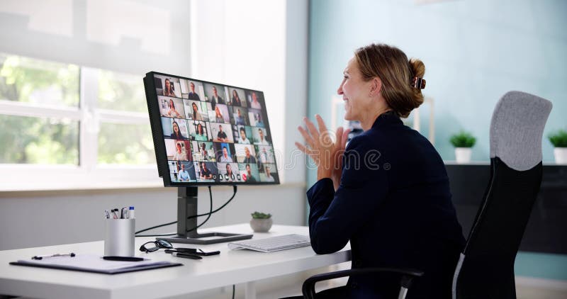 Online Video Conference Business Meeting Call Stock Image - Image of ...