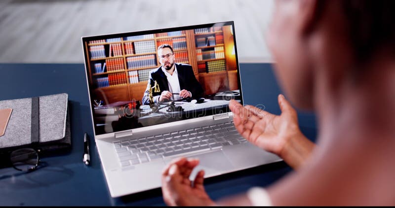 Online Video Conference Call with Lawyer Stock Image - Image of ...
