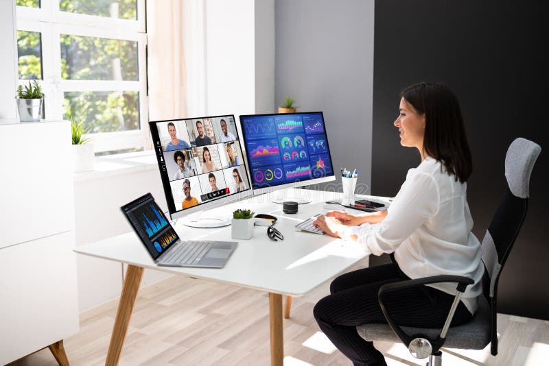 Online Video Conference Call Stock Image - Image of elearning, meeting ...