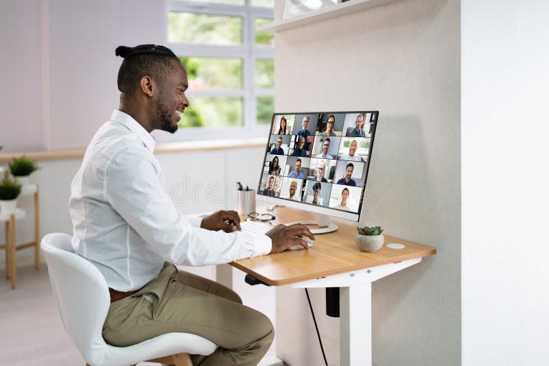 Online Video Conference Call Stock Image - Image of remote, computers ...