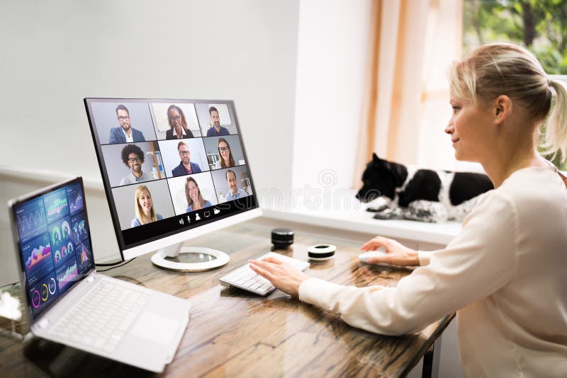 Online Video Conference Call Stock Photo - Image of financial ...